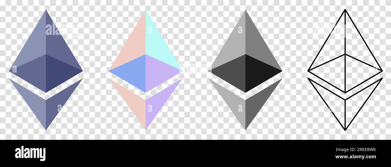 Set of Ethereum cryptocurrency logos. Vector illustration isolated on ...