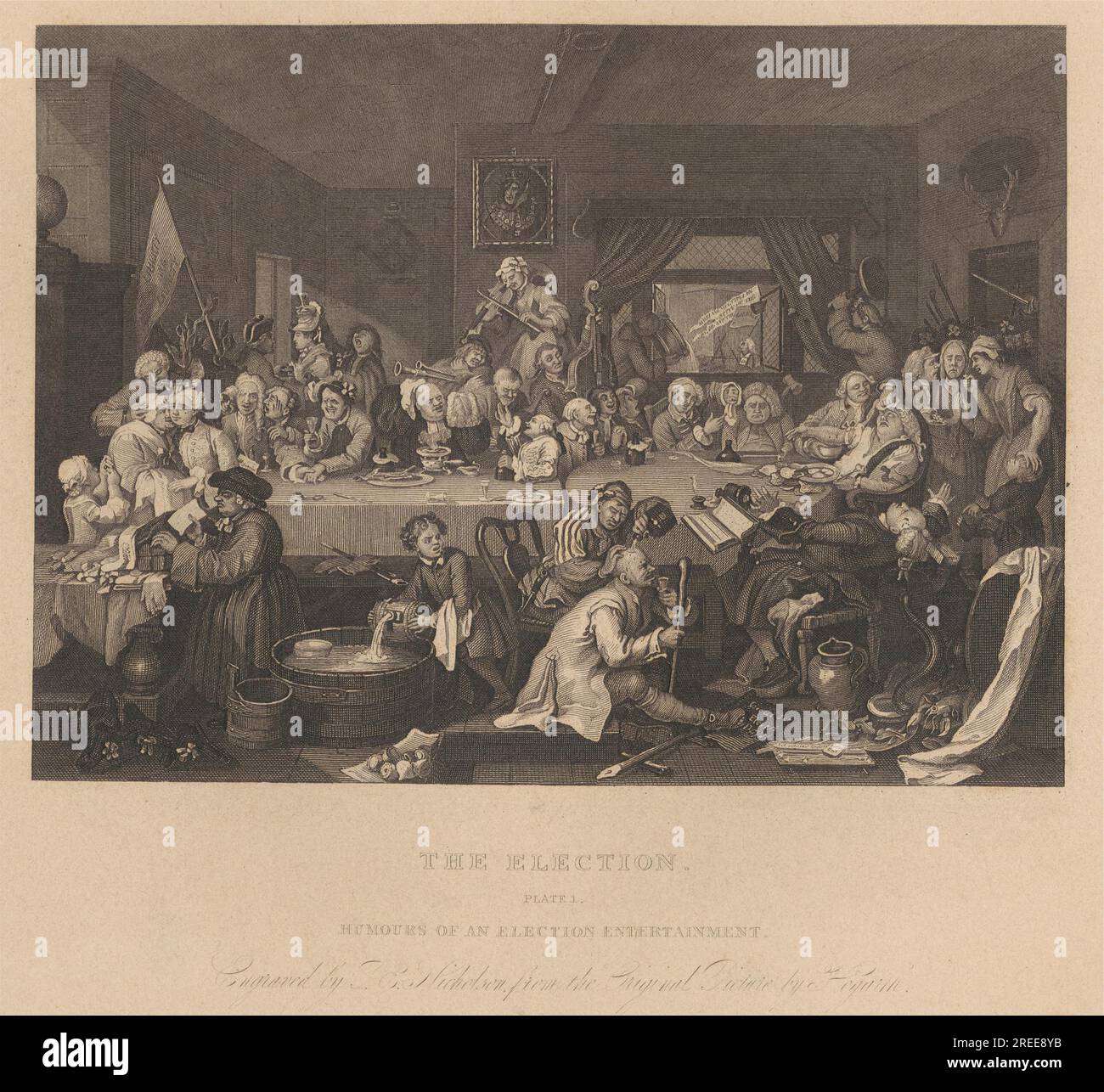 Humours of an Election Entertainment 1833 by Francis Nicholson Stock ...