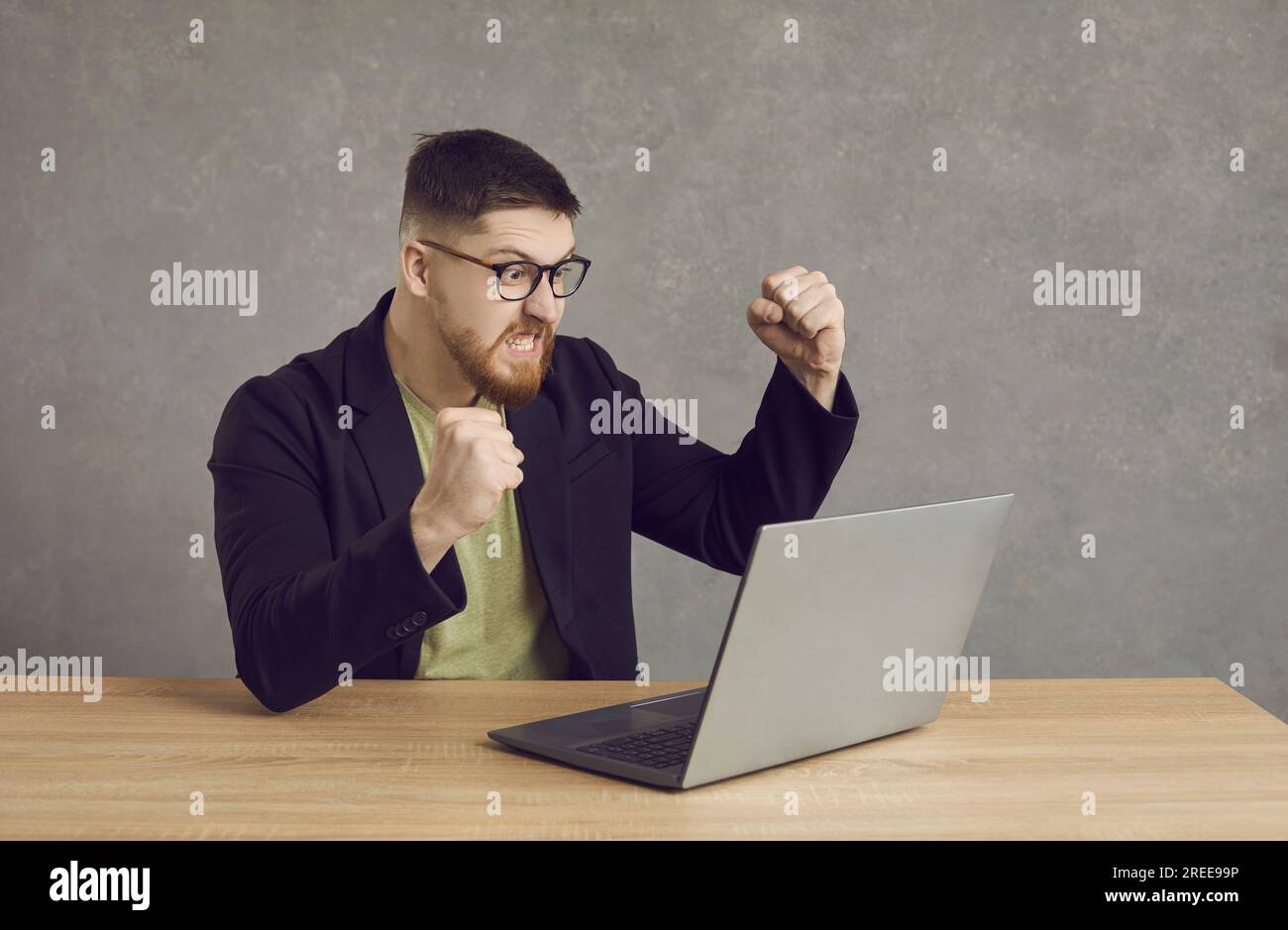 Funny young guy gets furious because of a software problem on his ...