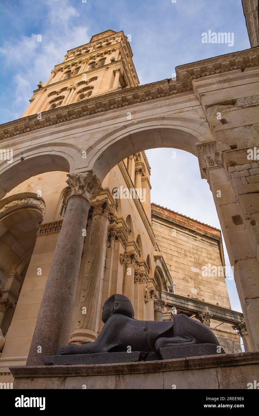 A 3,500 year old Egyptian Sphinx in Peristil Square, in front of Saint ...