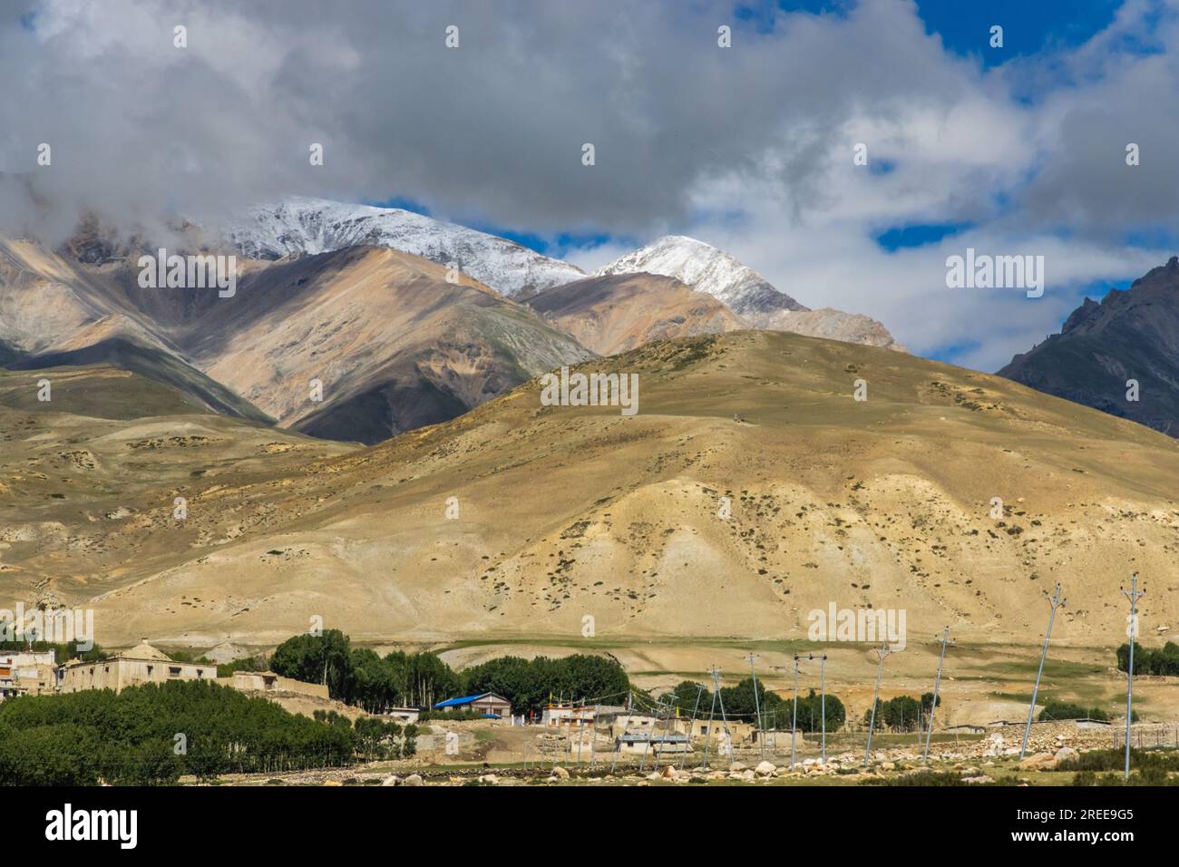 Desert Mountainous Landscape of Chosar Valley in Lo Manthang, Upper ...