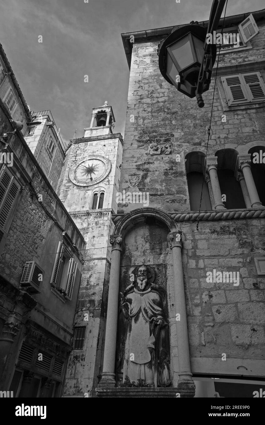 Pjaca Clock Tower and Cyprian's Palace seen from the historic Narodni ...