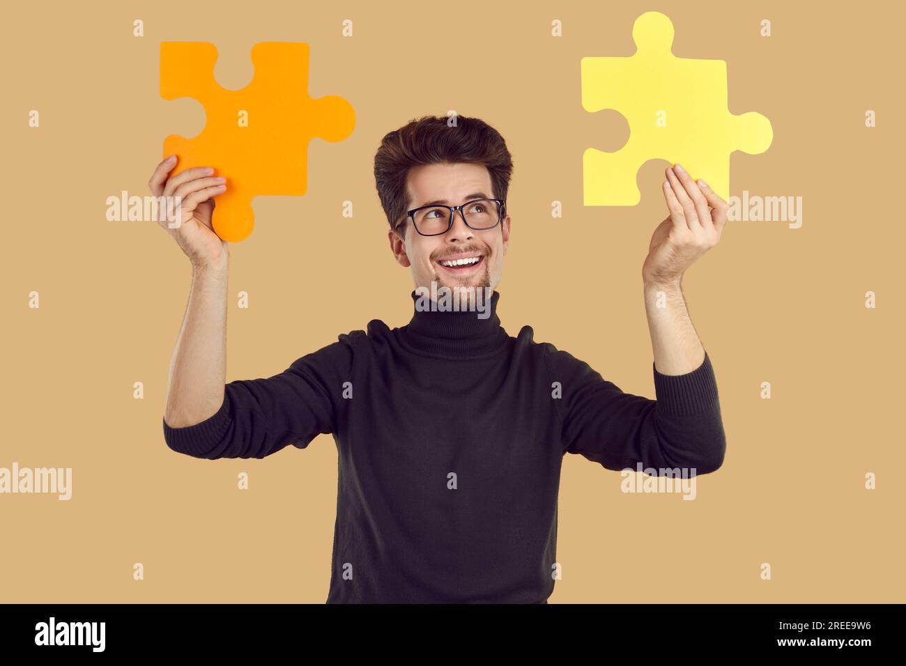 Portrait handsome smiling funny young guy in transparent glasses Stock ...