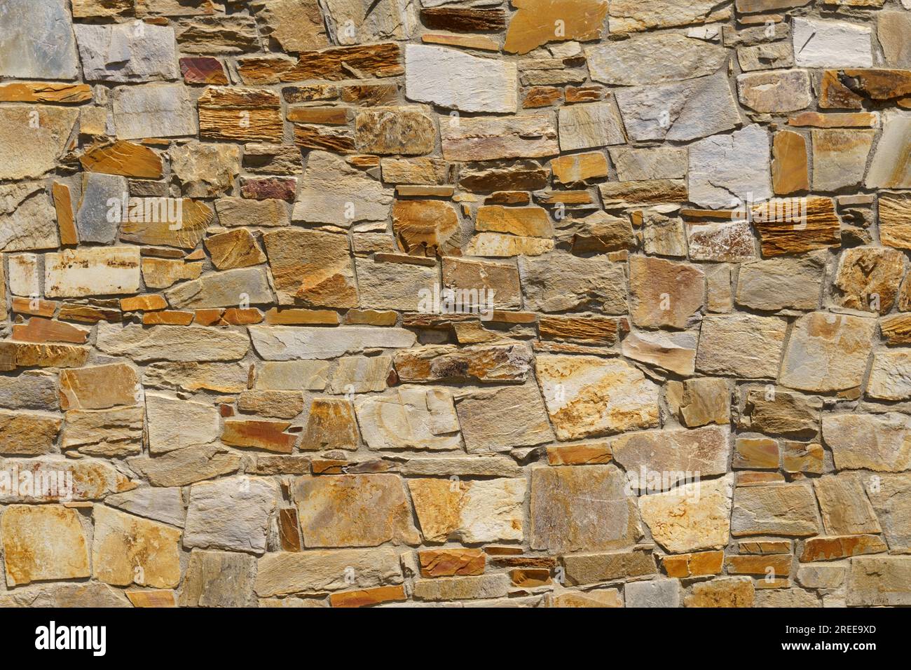 The texture of the old medieval wall of the house, lined with brown ...
