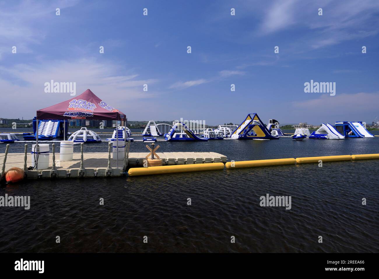 Aqua park floating course hi-res stock photography and images - Alamy