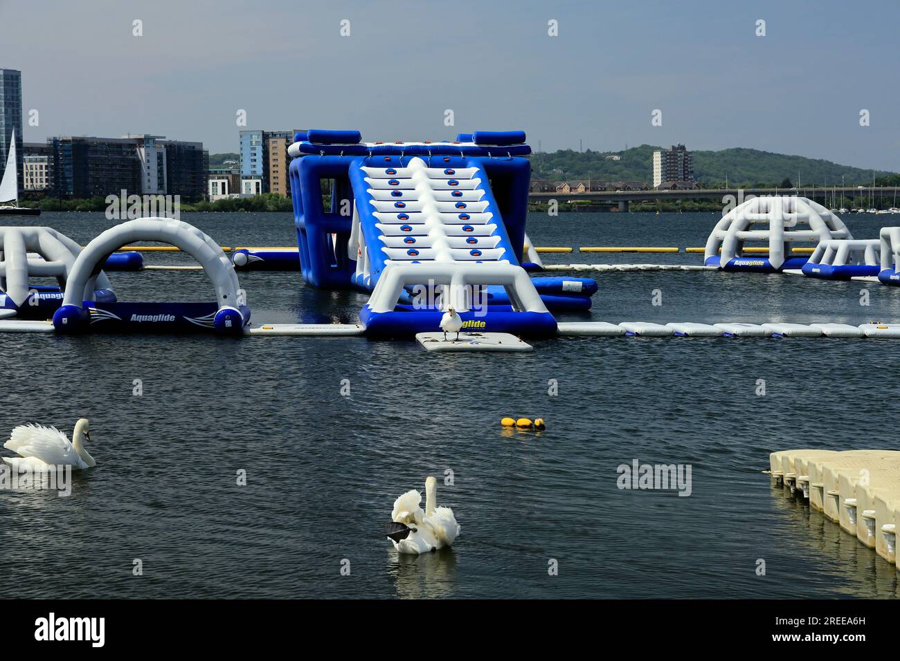 AquaPark water play. The Barrage, Cardiff Bay. Summer 2022.July 2023 ...