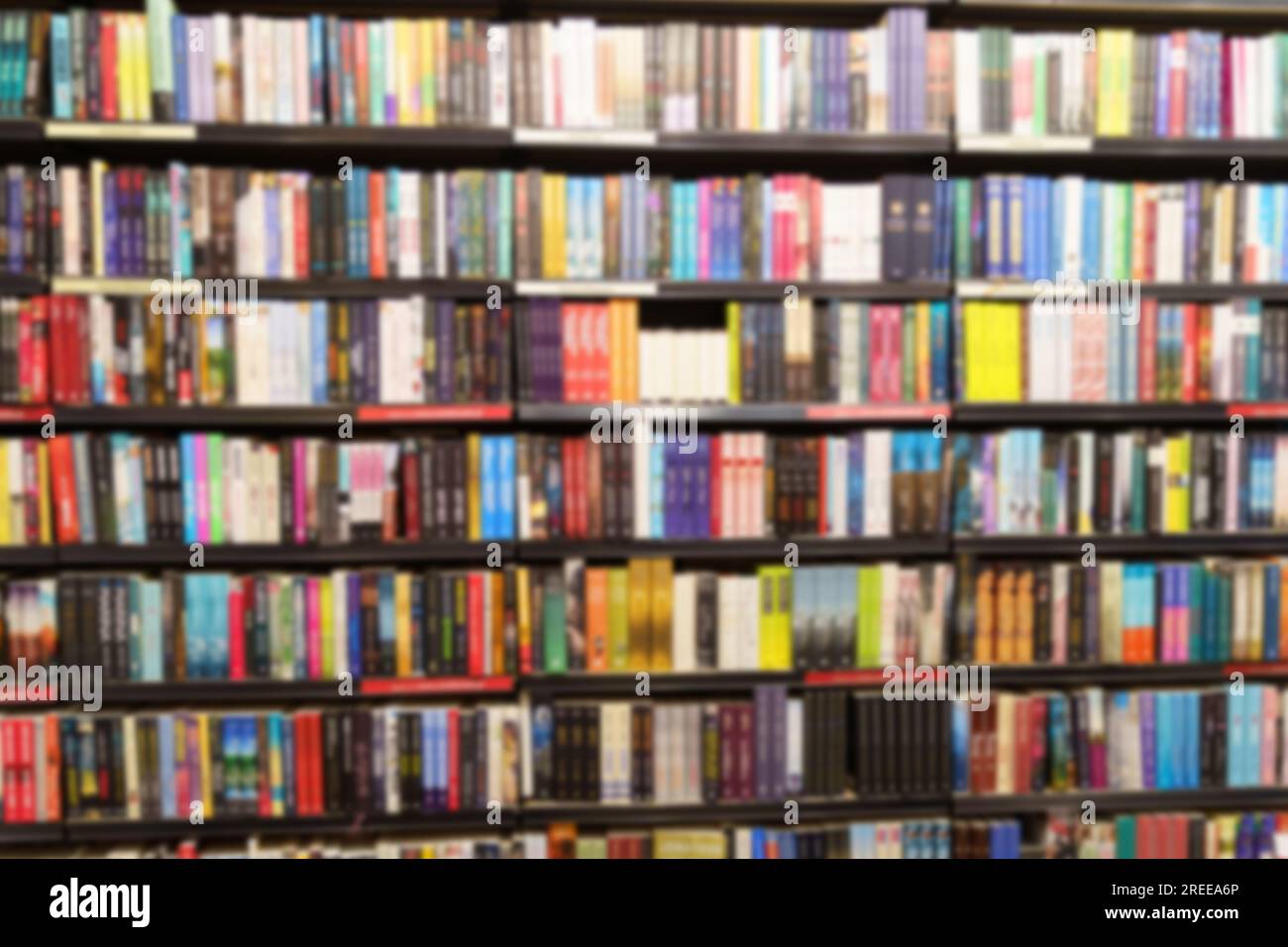Background image of a showcase with books in a bookstore. Blurred image ...