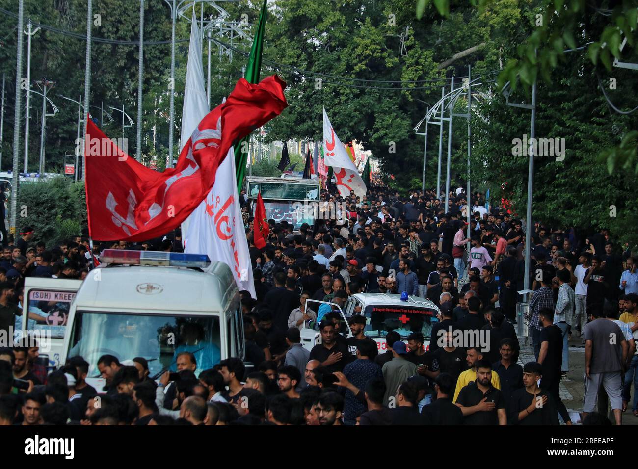 Srinagar, India. 27th July, 2023. July 27, 2023, Srinagar Kashmir, India : Kashmiri Shiite ...