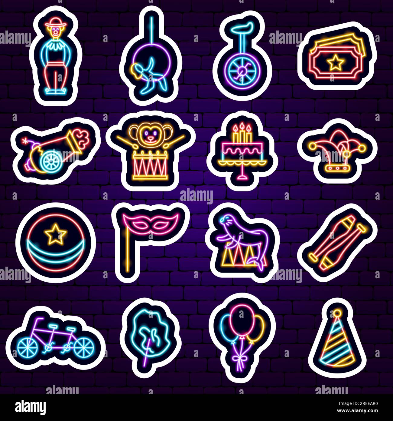 Circus Neon Stickers Stock Vector Image & Art - Alamy