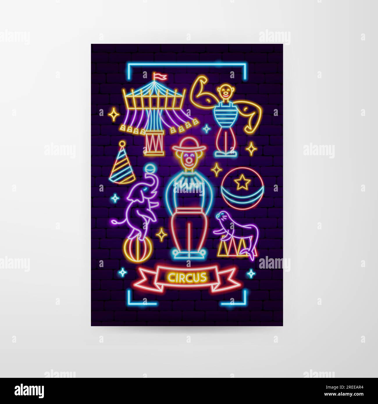 Show Circus Neon Flyer Stock Vector Image & Art - Alamy
