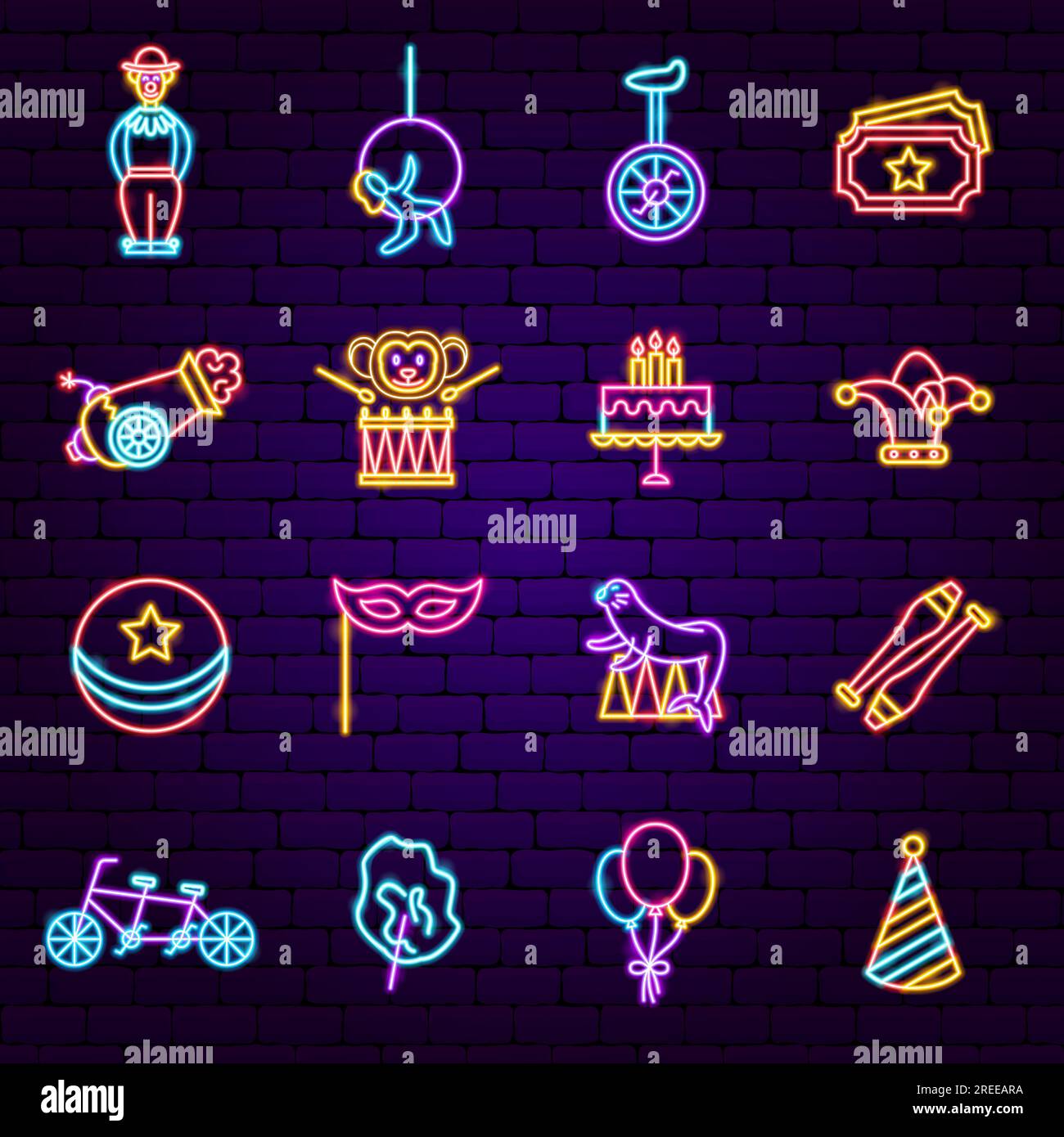 Circus Neon Icons Stock Vector Image & Art - Alamy