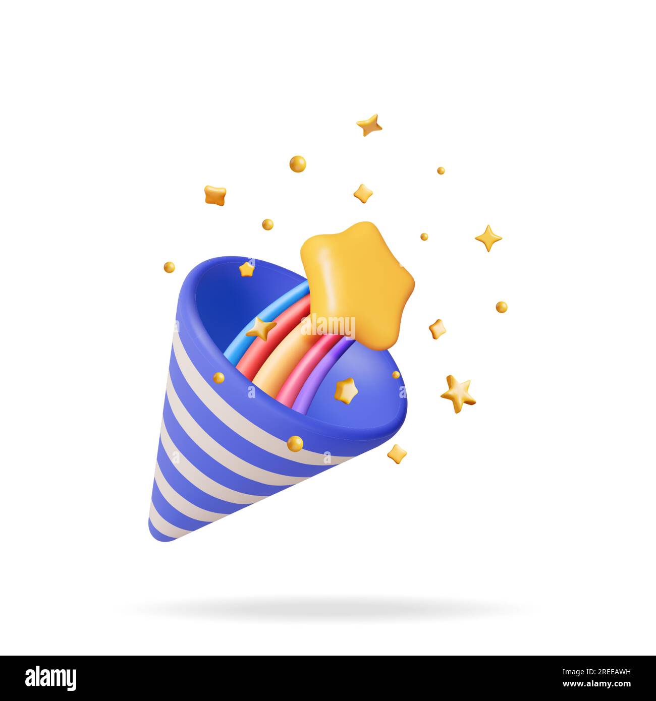 3D Party Popper with Golden Confetti Stock Vector Image & Art - Alamy