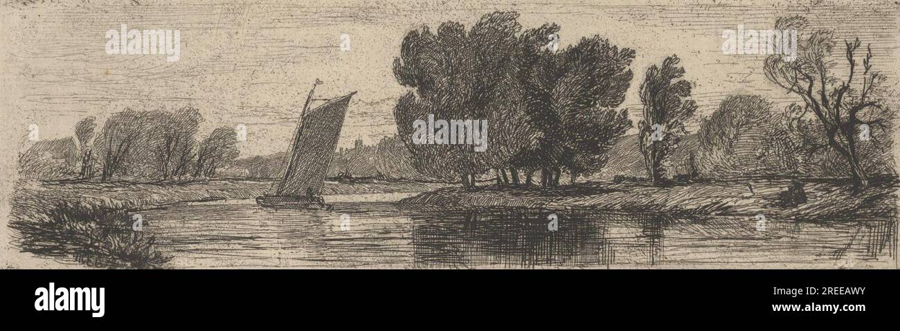 River Scene, Aldercar circa 1837 by Miles Edmund Cotman Stock Photo - Alamy