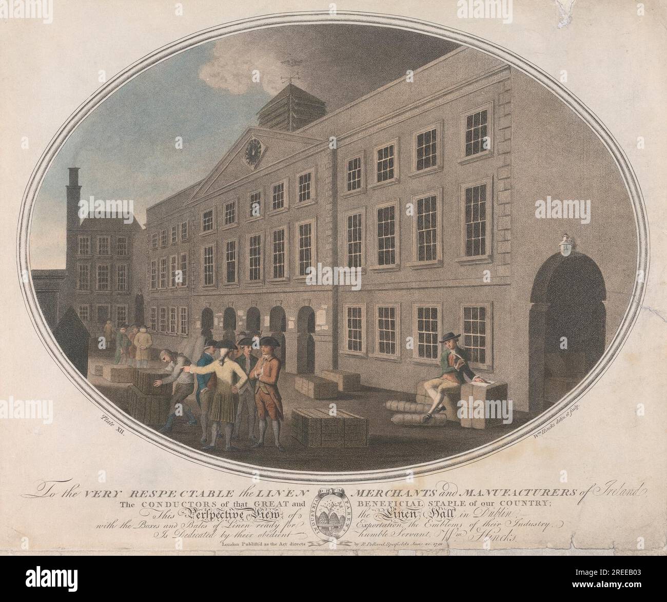 Plate XII: Perspective View of the Linen Hall in Dublin, with the Boxes ...