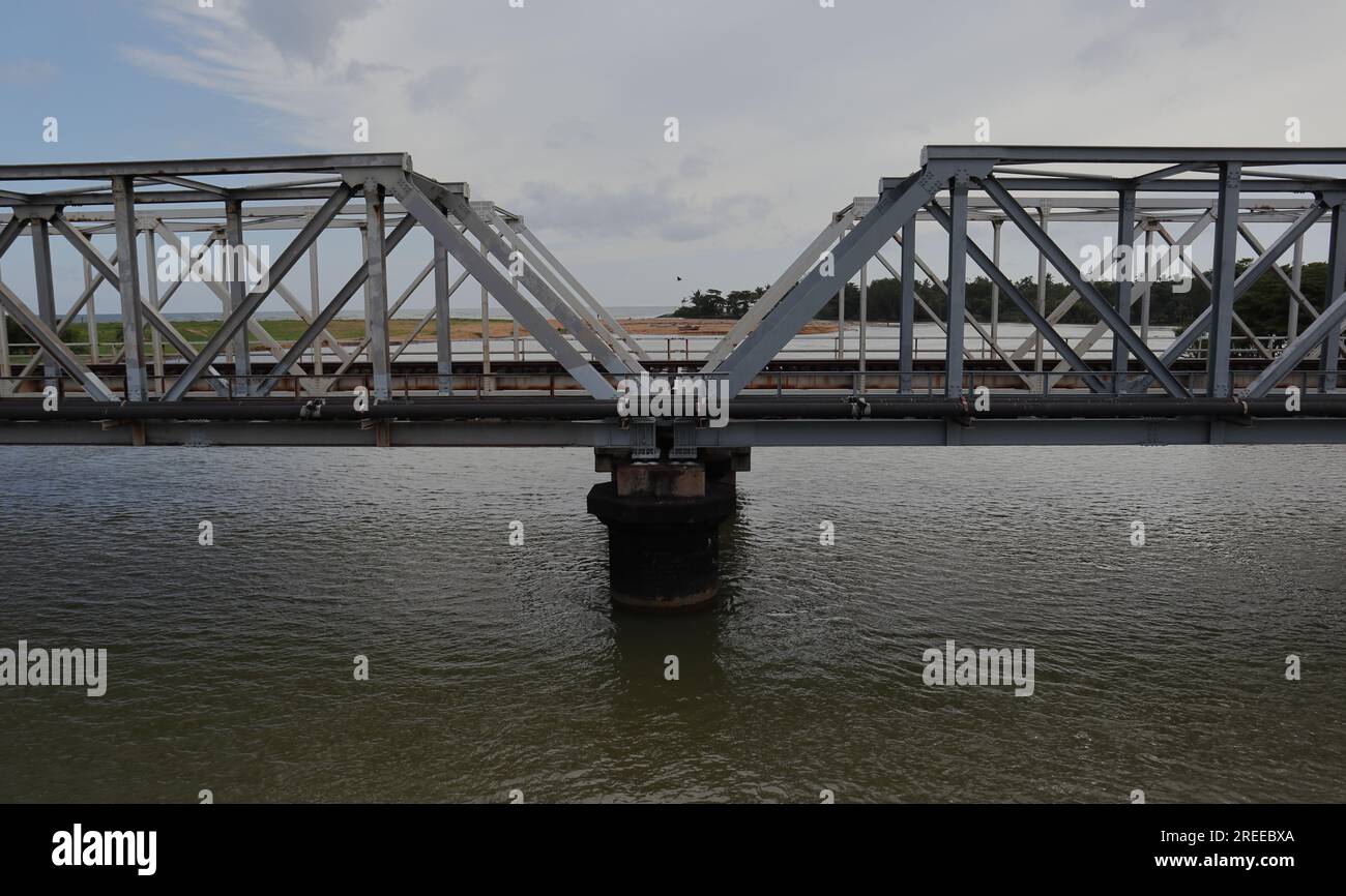Kalutara, Sri Lanka - July 15th 2023 - Side view of the two metal ...