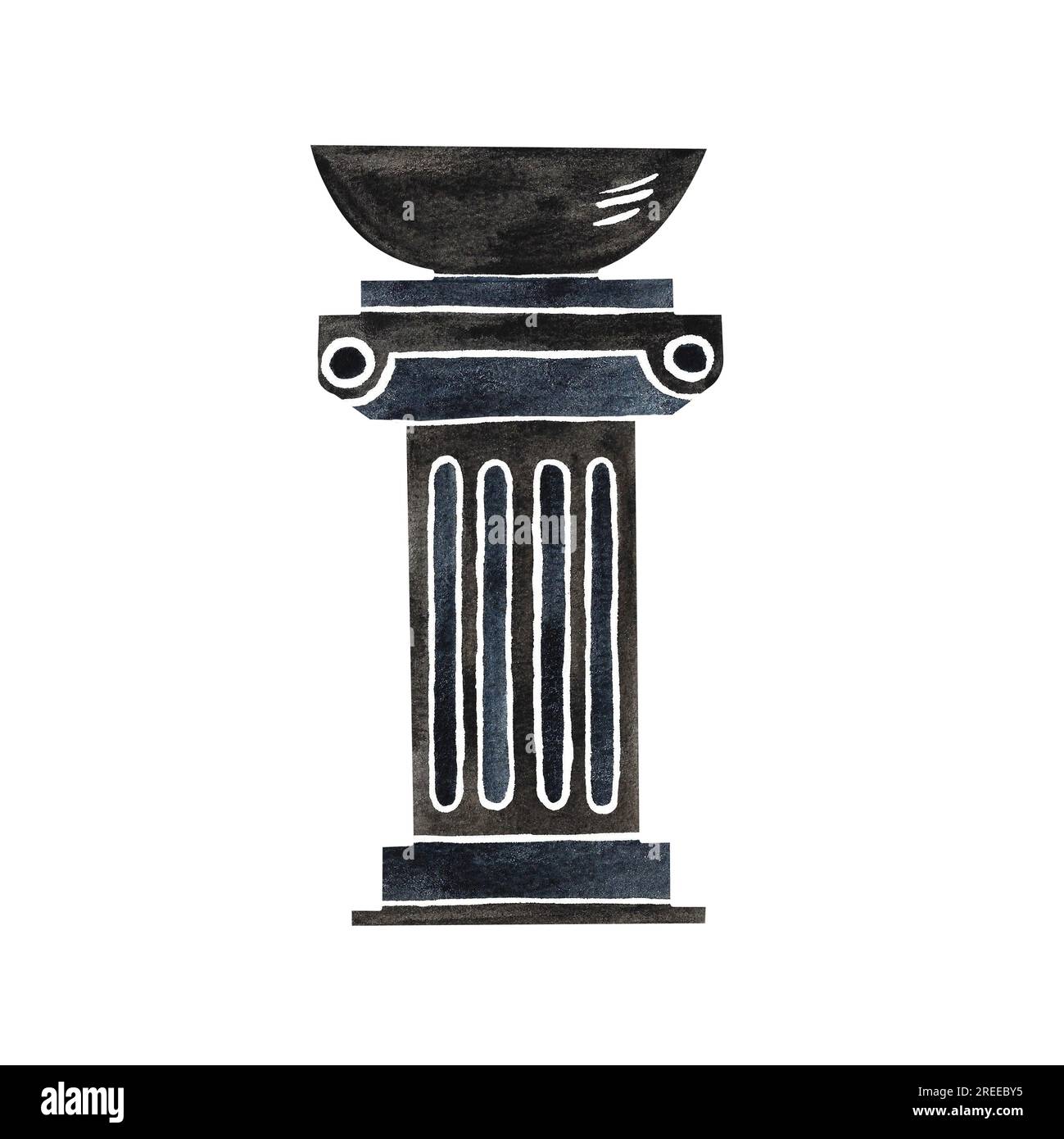 Ancient Greek column with a bowl. Element of Ancient Greece. Hand ...
