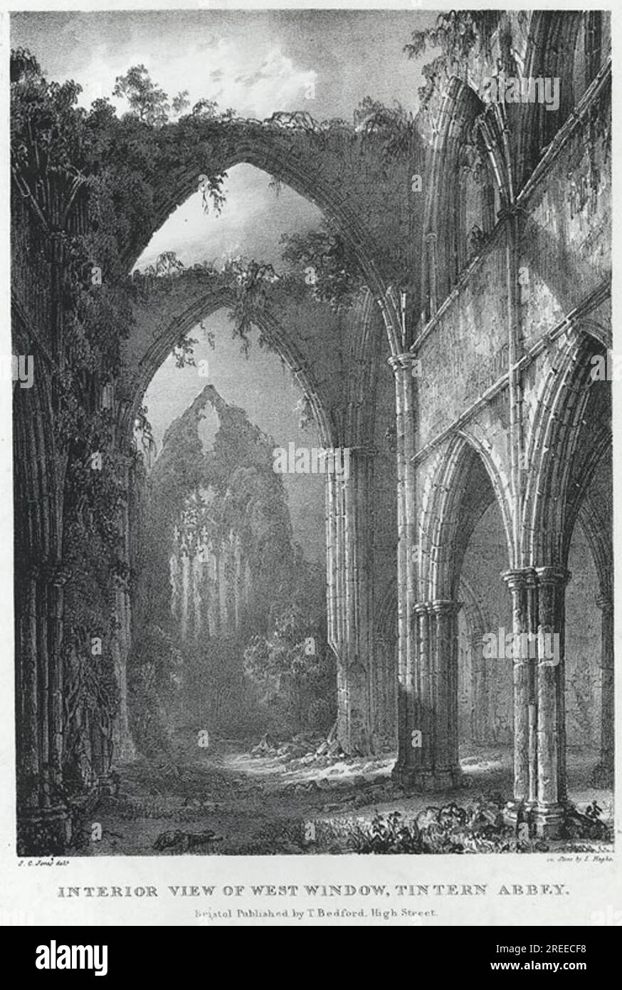 Interior View of West Window, Tintern Abbey 1850 by Louis Haghe Stock ...