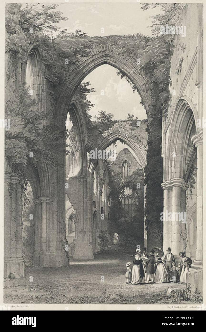 Interior of Tintern Abbey. Looking North 1855 by Louis Haghe Stock ...