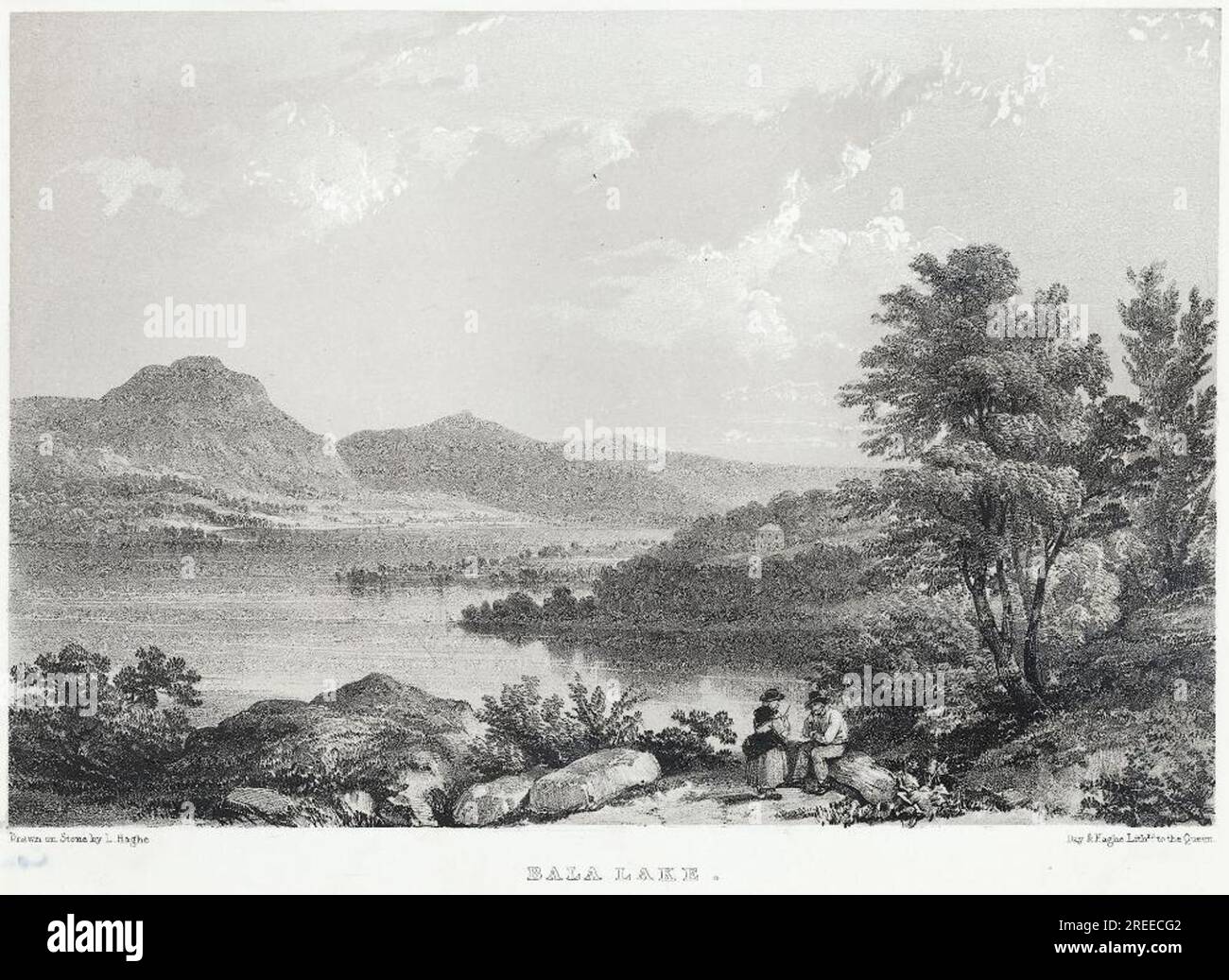 Bala Lake circa 1847 by Louis Haghe Stock Photo - Alamy