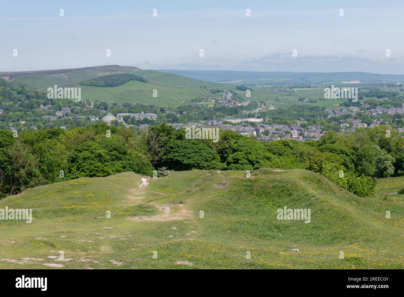 View from Buxton Country Park of Buxton town in the Peak District Stock ...