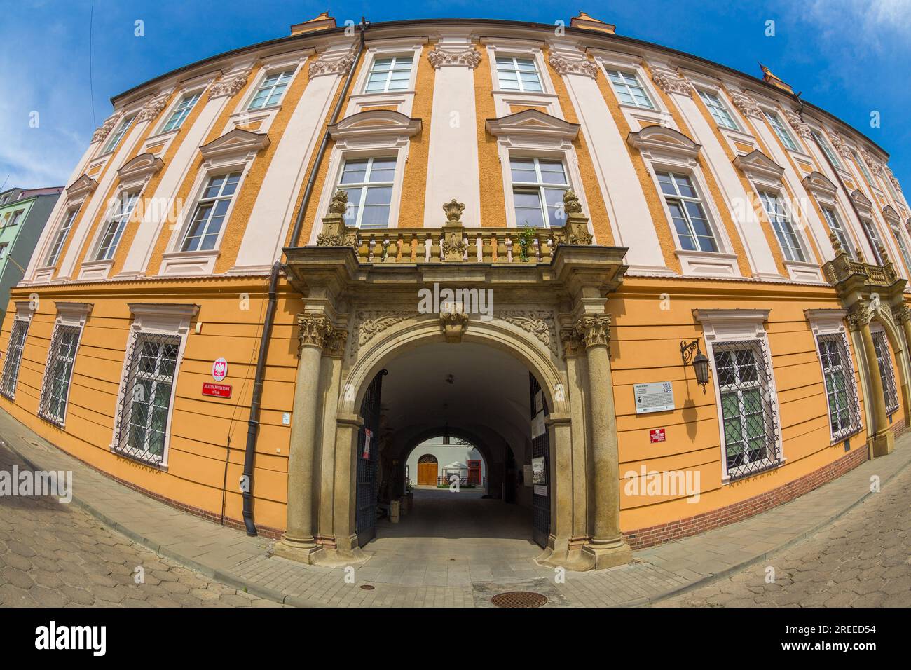 The building of the museum in Nysa photographed with a fisheye lens ...