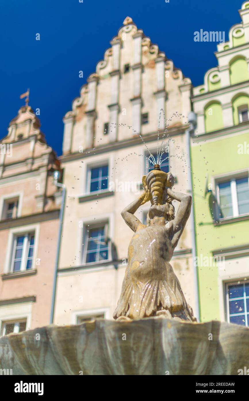 The historic marble fountain of Triton in the city of Nysa Stock Photo ...