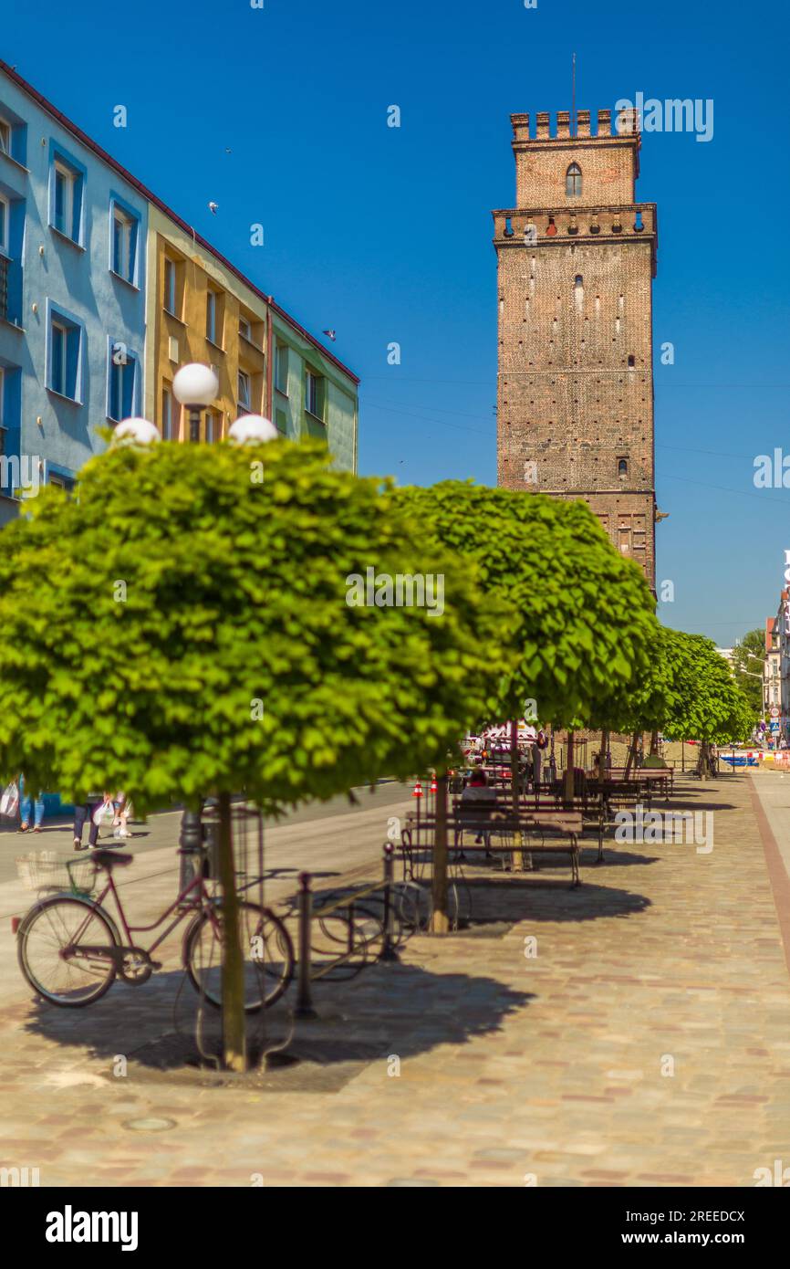 The promenade and the Ziębice Tower in the center of Nysa Stock Photo ...