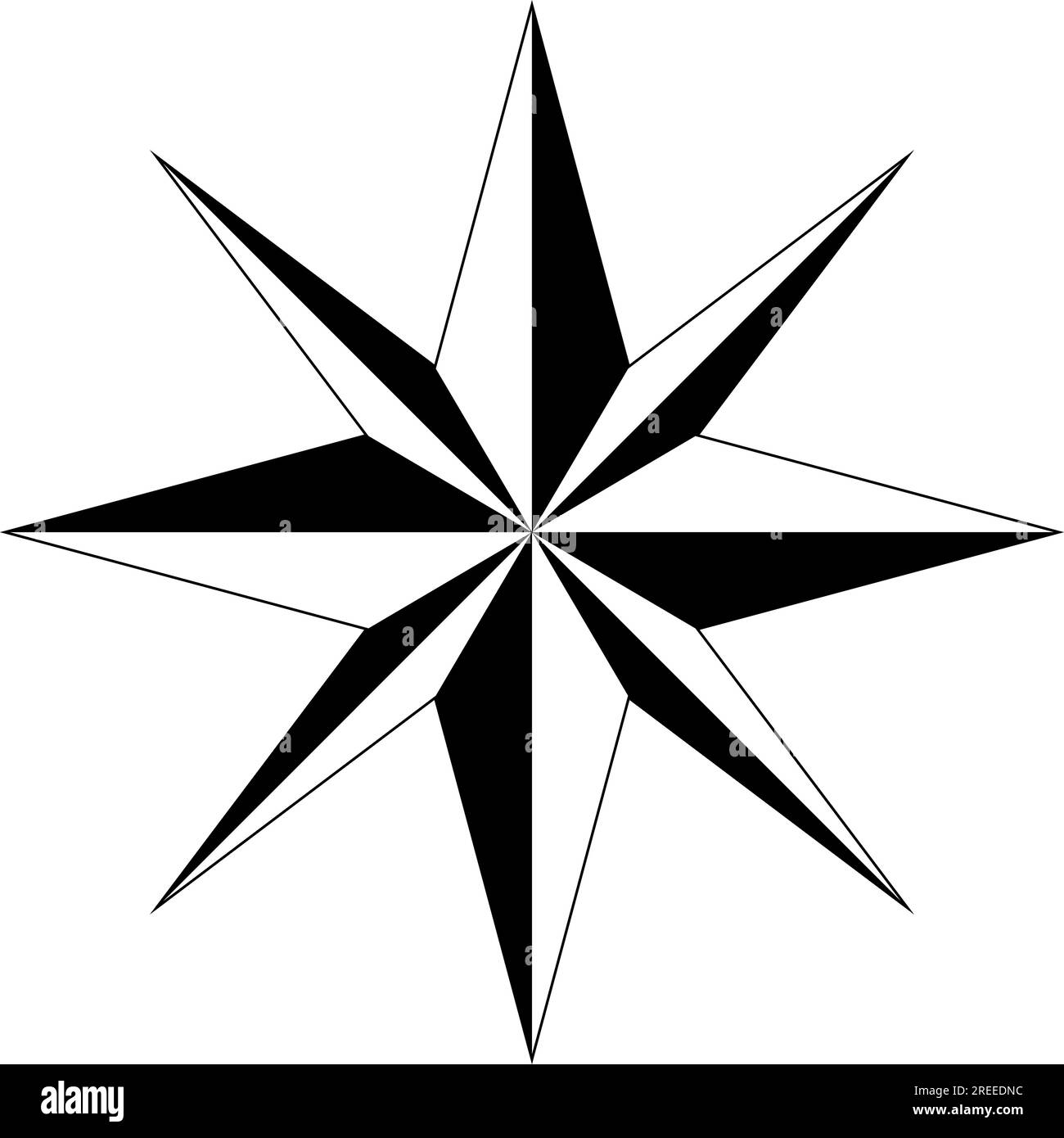 Wind rose or Compass rose vector with eight directions. Isolated ...