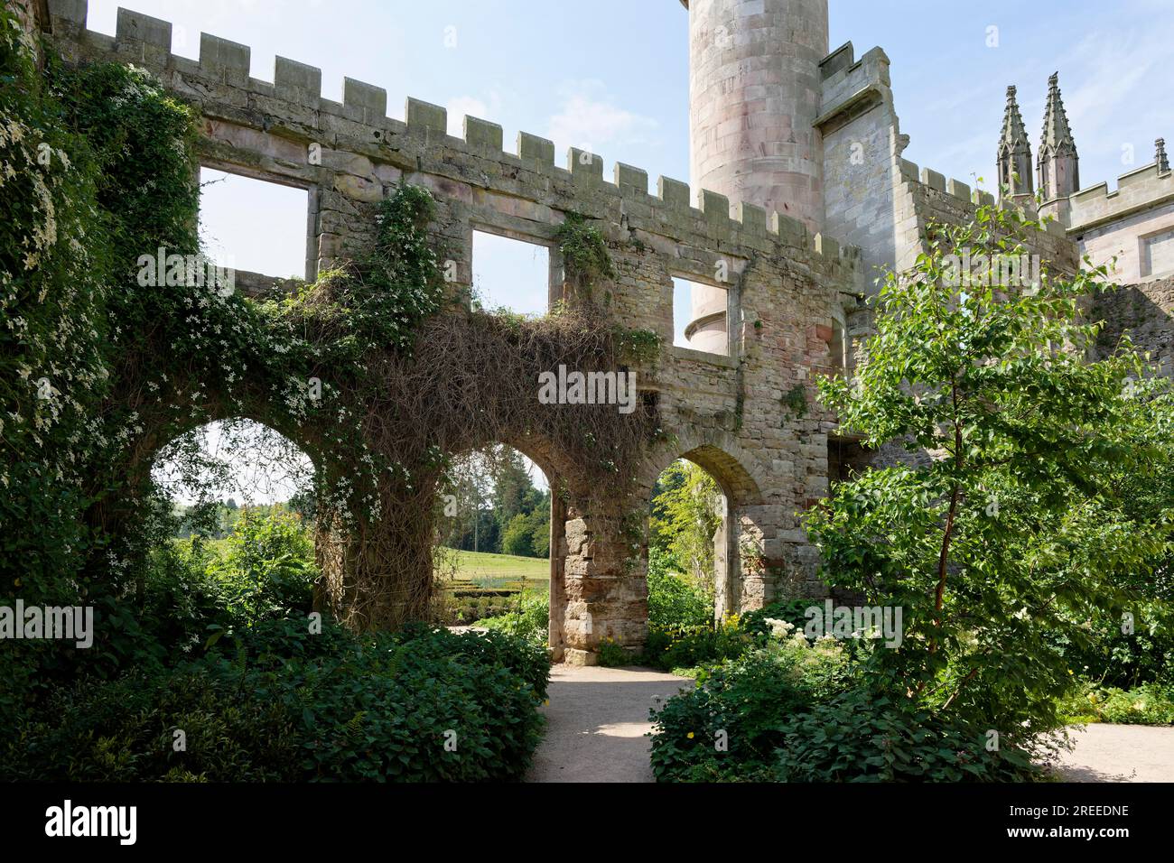 Ruin, Lowther Castle, Askham, Lowther, England, Great Britain, blue sky ...