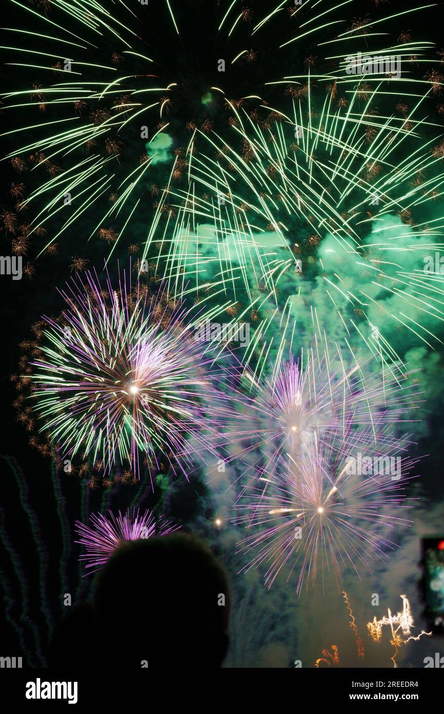 Fireworks during the Zurich festival in 2023 Stock Photo - Alamy