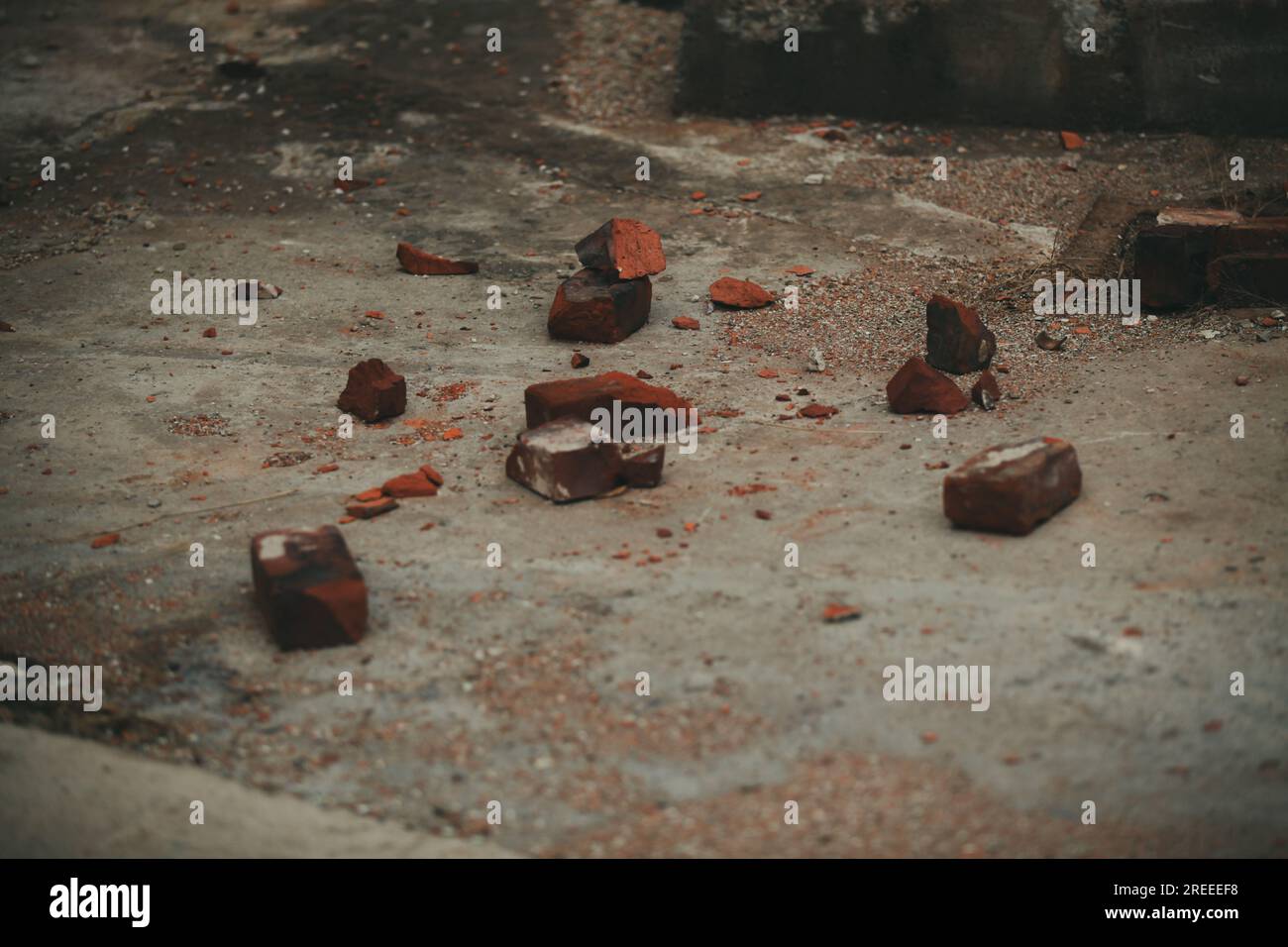 Bricks fall from old building and break Stock Photo - Alamy