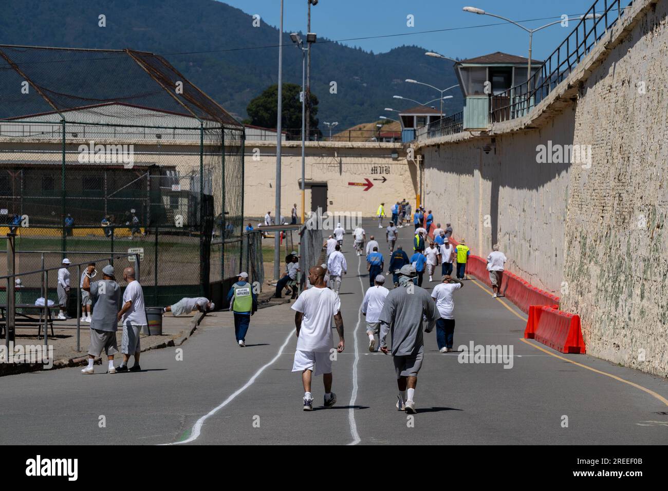 San Rafael, CA, USA. 26th July, 2023. Inmates exercise outside in the ...