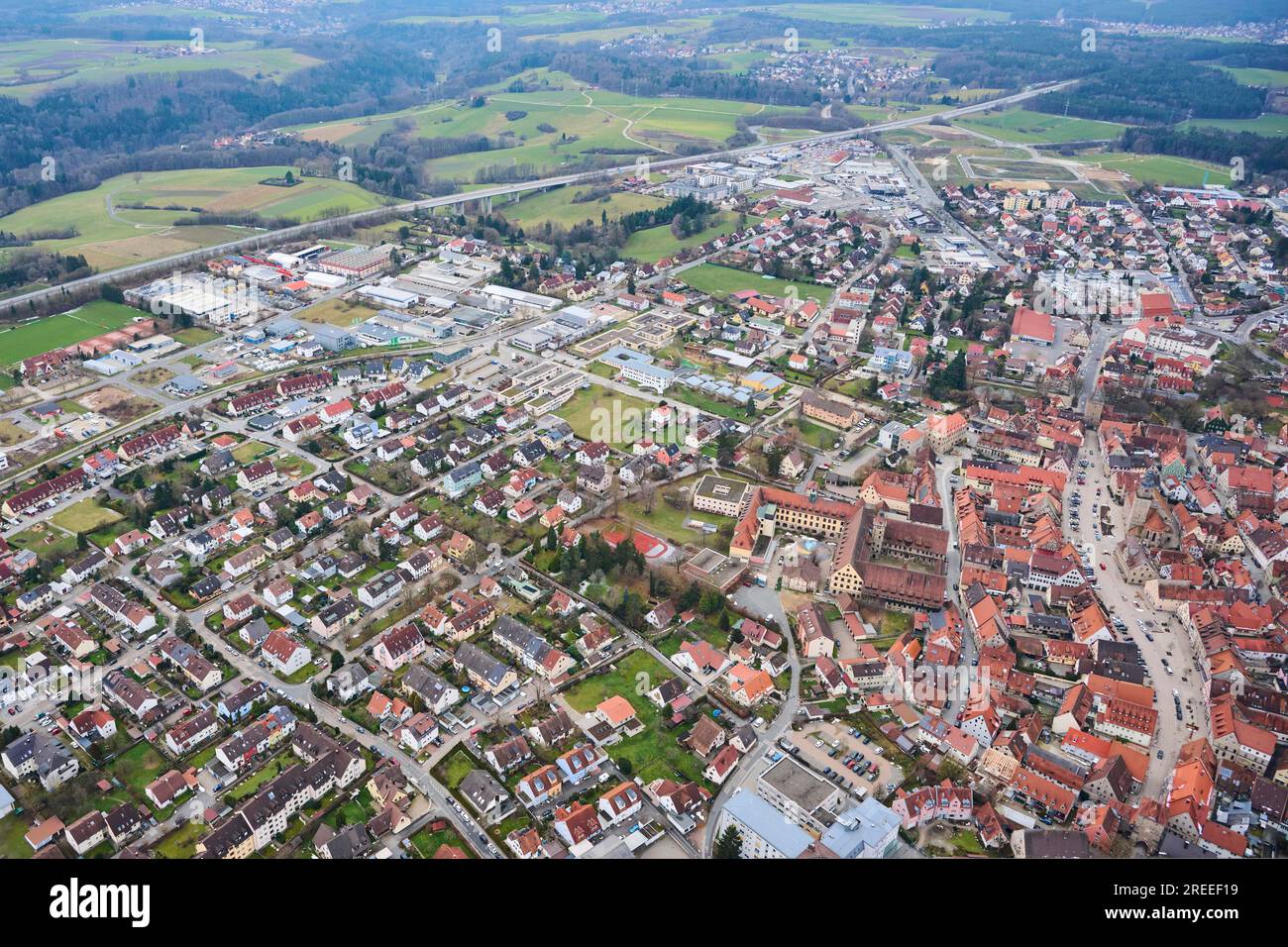 Aerial view of the area around Neumarkt in der Oberpfalz, Bavaria ...