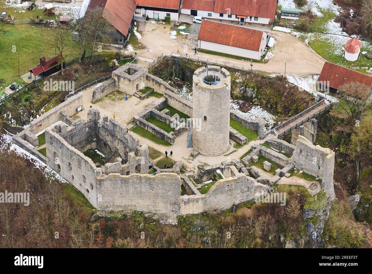 Aerial view of the area around Neumarkt and the castle ruins of ...