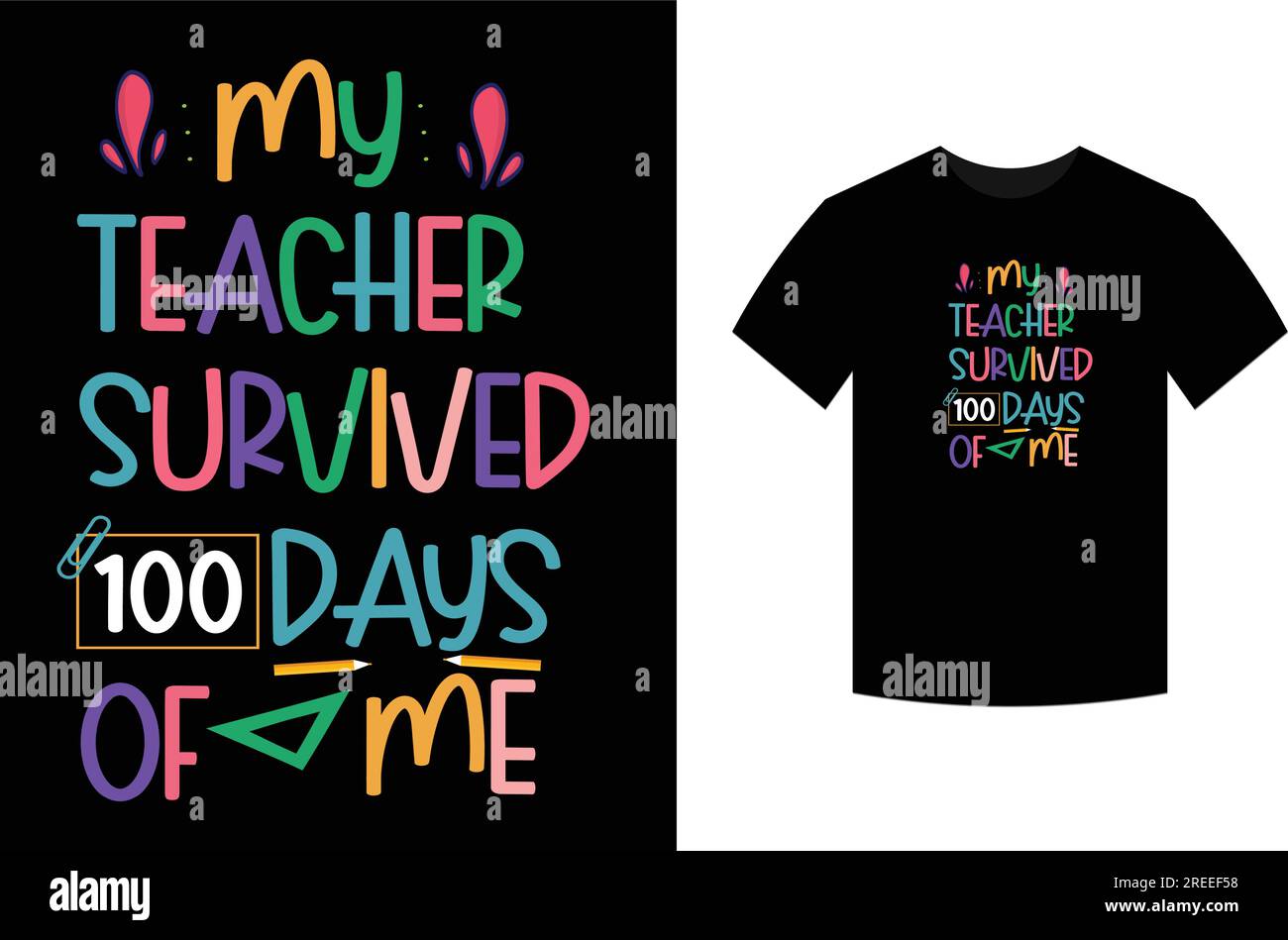 My Teacher Survived 100 Days Of School T Shirt Design Stock Vector