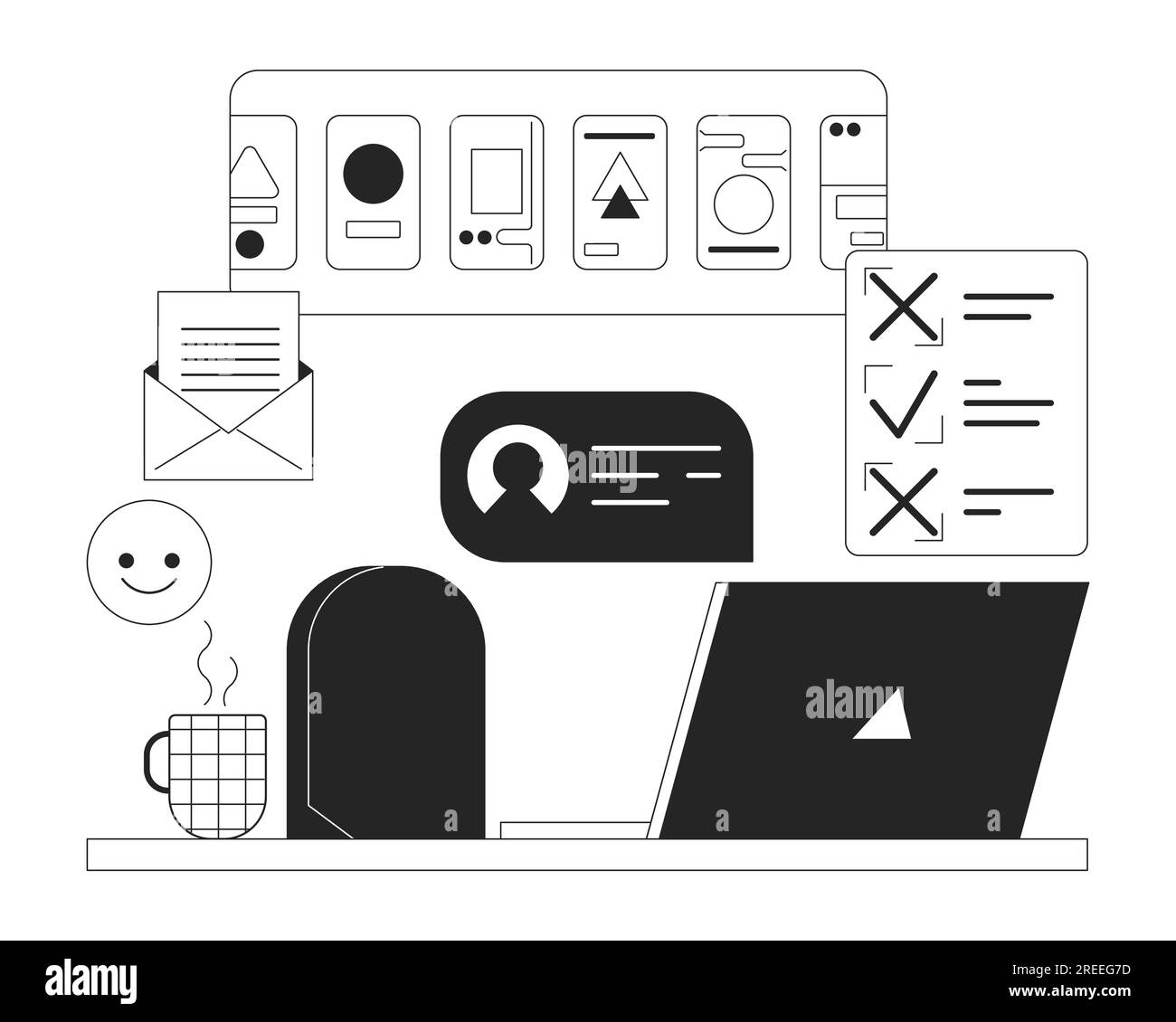 Workplace bw concept vector spot illustration Stock Vector Image & Art ...