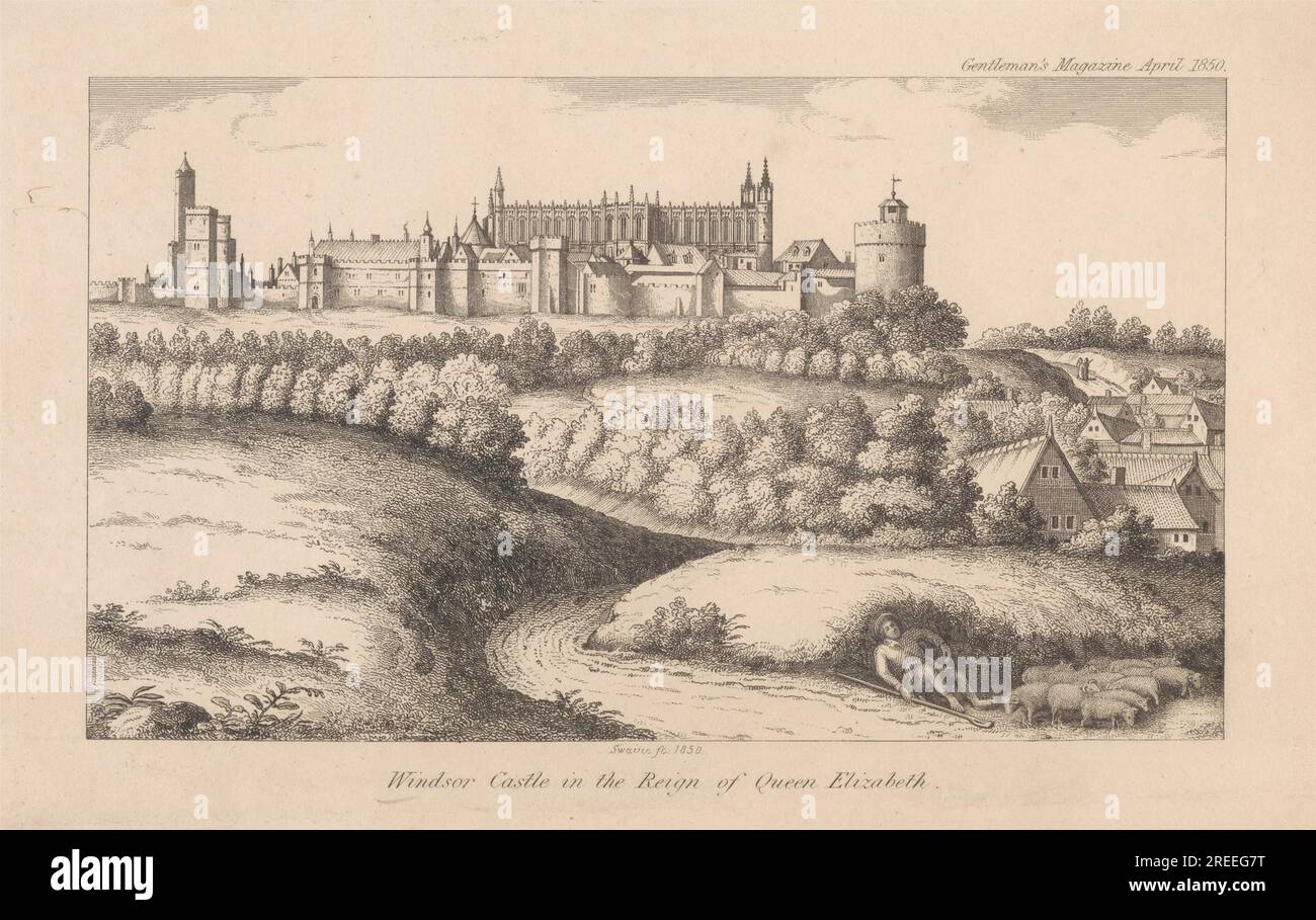 Windsor Castle in the Reign of Queen Elizabeth, engraved for Gentleman ...