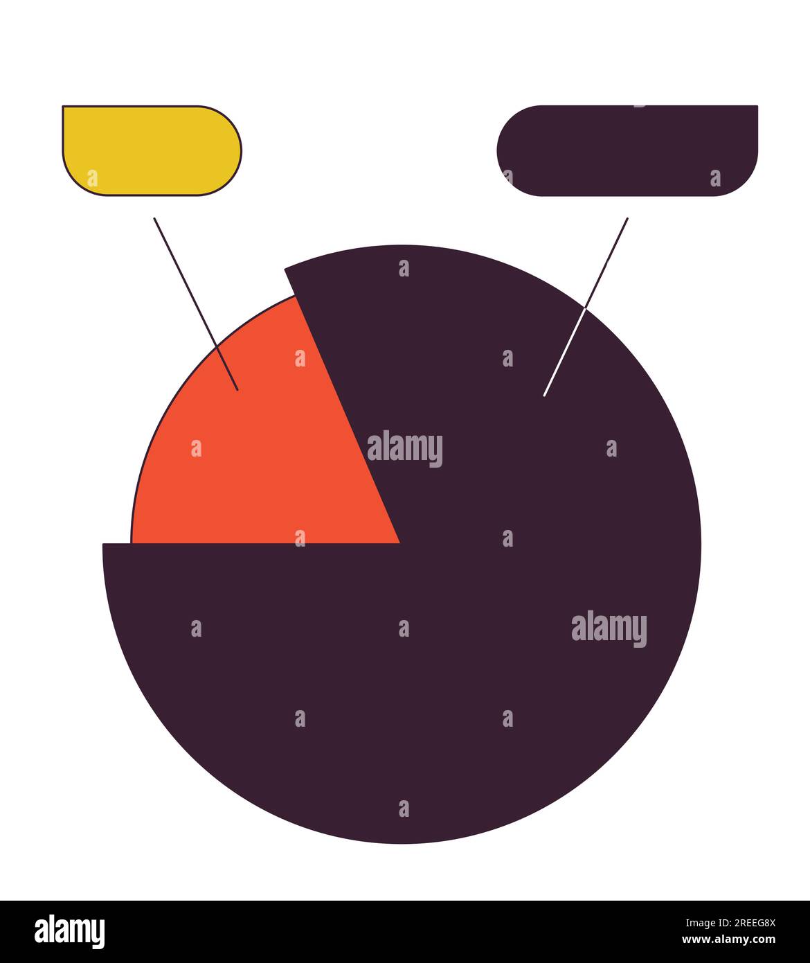 Pie chart with labels flat line color isolated vector object Stock ...