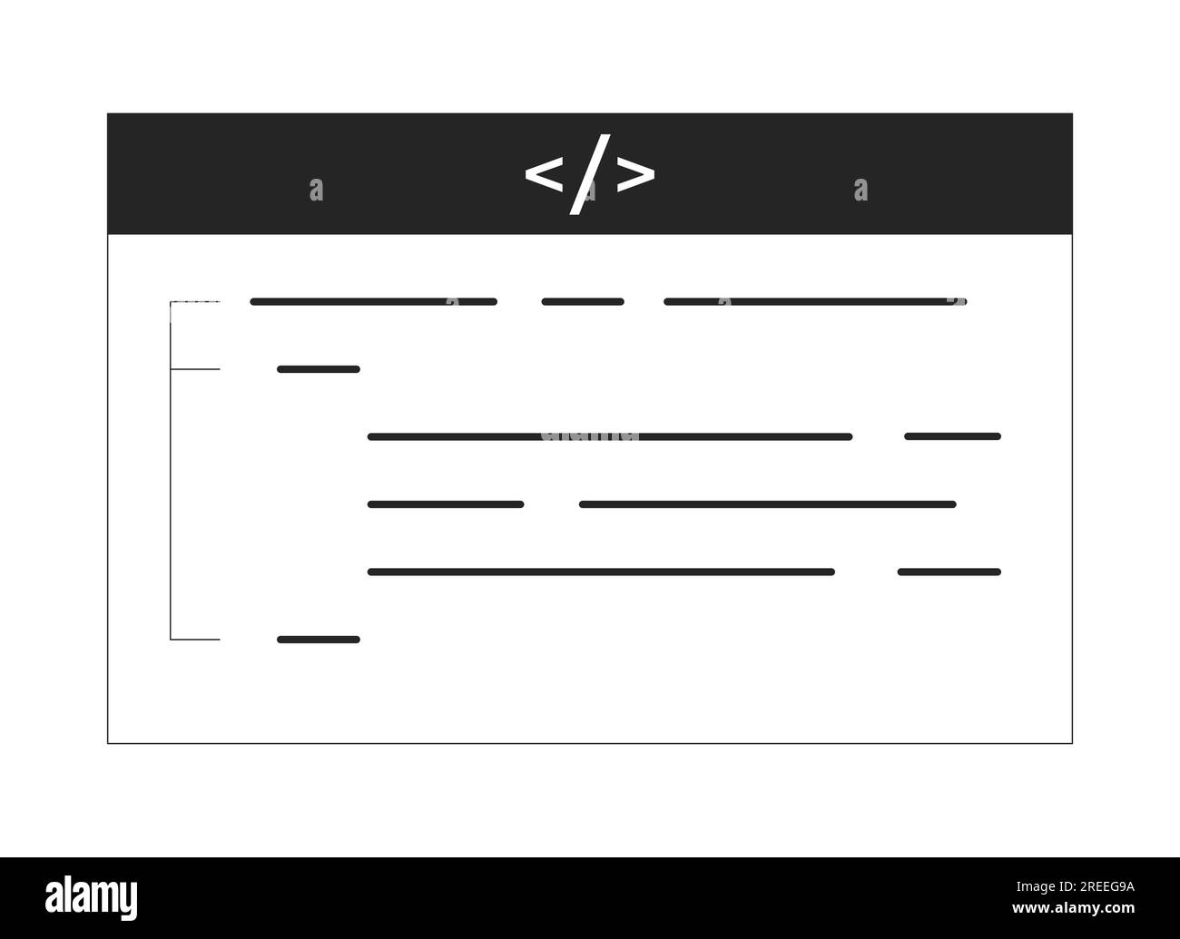 Source Code Flat Monochrome Isolated Vector Object Stock Vector Image