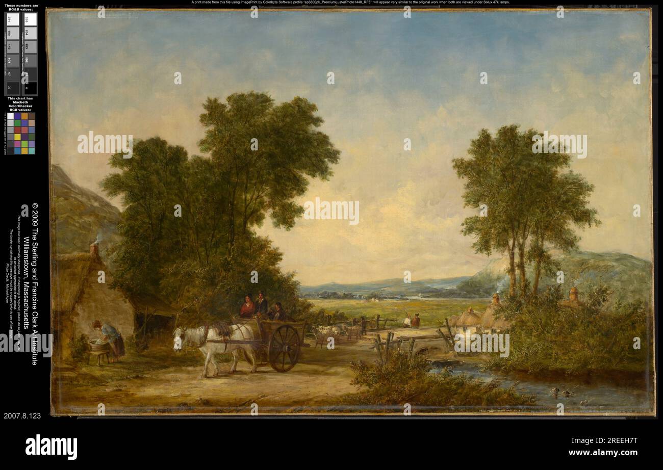 Wooded Country Landscape with Figures in a Cart 1855 by Alfred Gomersal ...