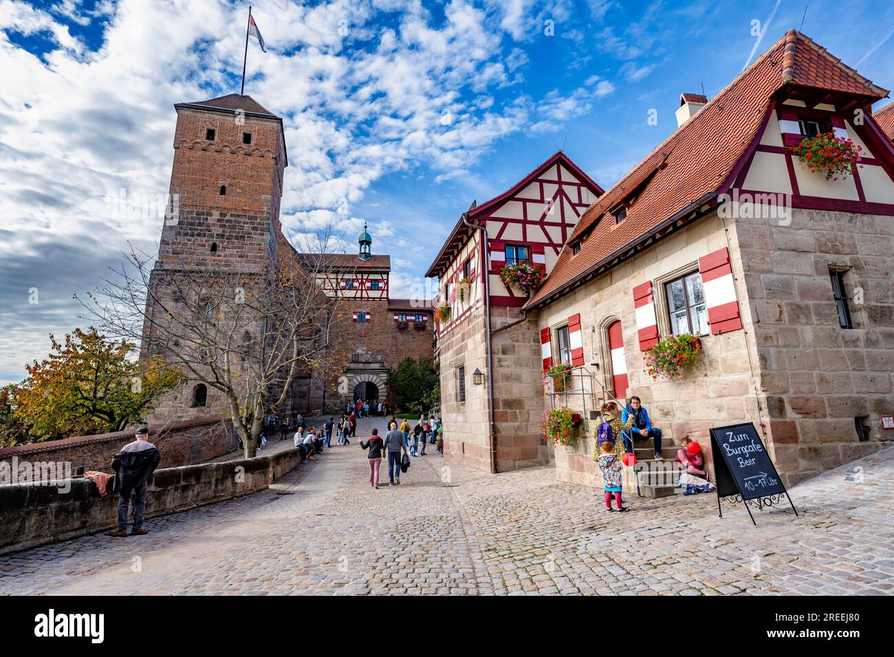 Imperial castle with well house and pagan tower, half-timbered houses ...