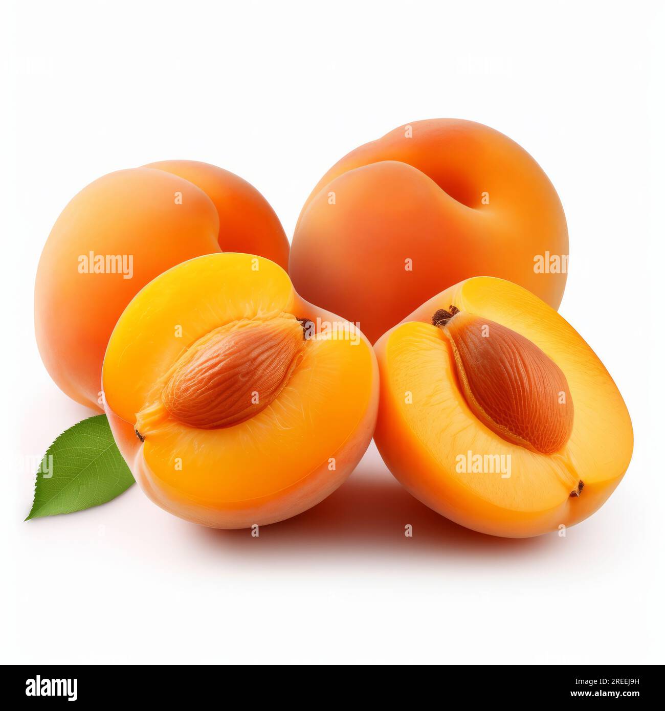 Delicious ripe apricots whole and slice isolated on white background ...