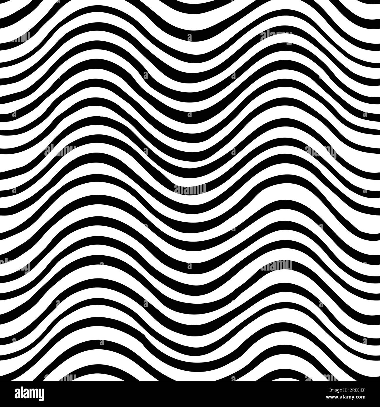 Seamless Vector Pattern Black And White Horizontal Wavy Lines Vector