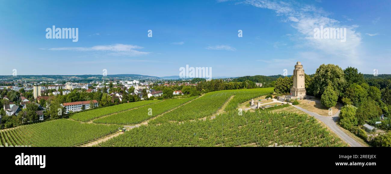 Aerial panorama of the Bismarck Tower on the Raiteberg in the northern ...