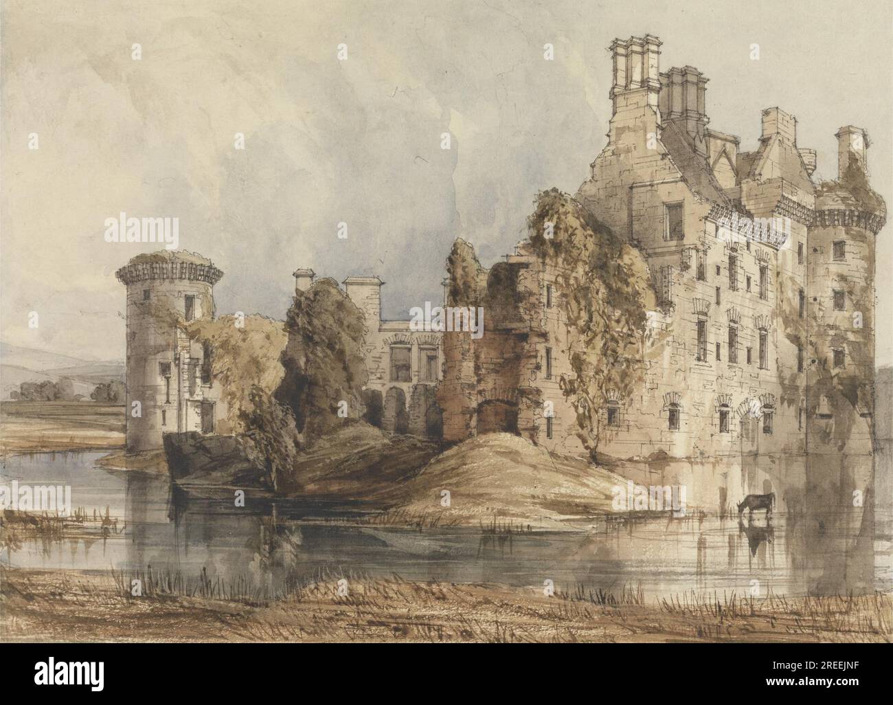 Caerlaverock Castle (General View) 1848 by Robert William Billings ...