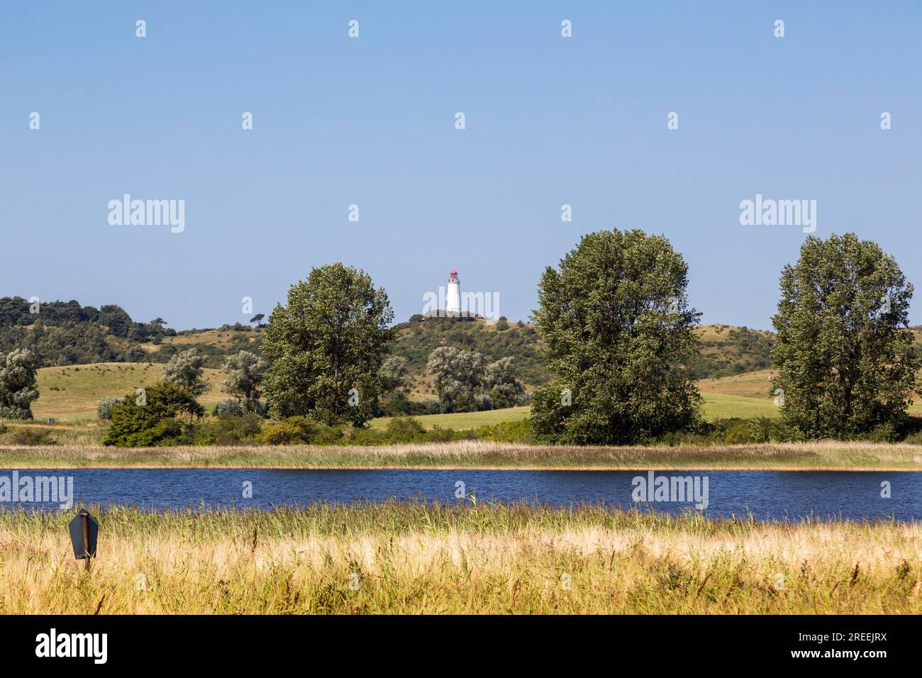 Landscape on HIddensee island with lighthouse in background Stock Photo ...