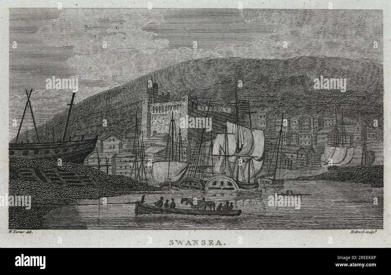 Swansea circa 1800 by Thomas Rothwell Stock Photo - Alamy