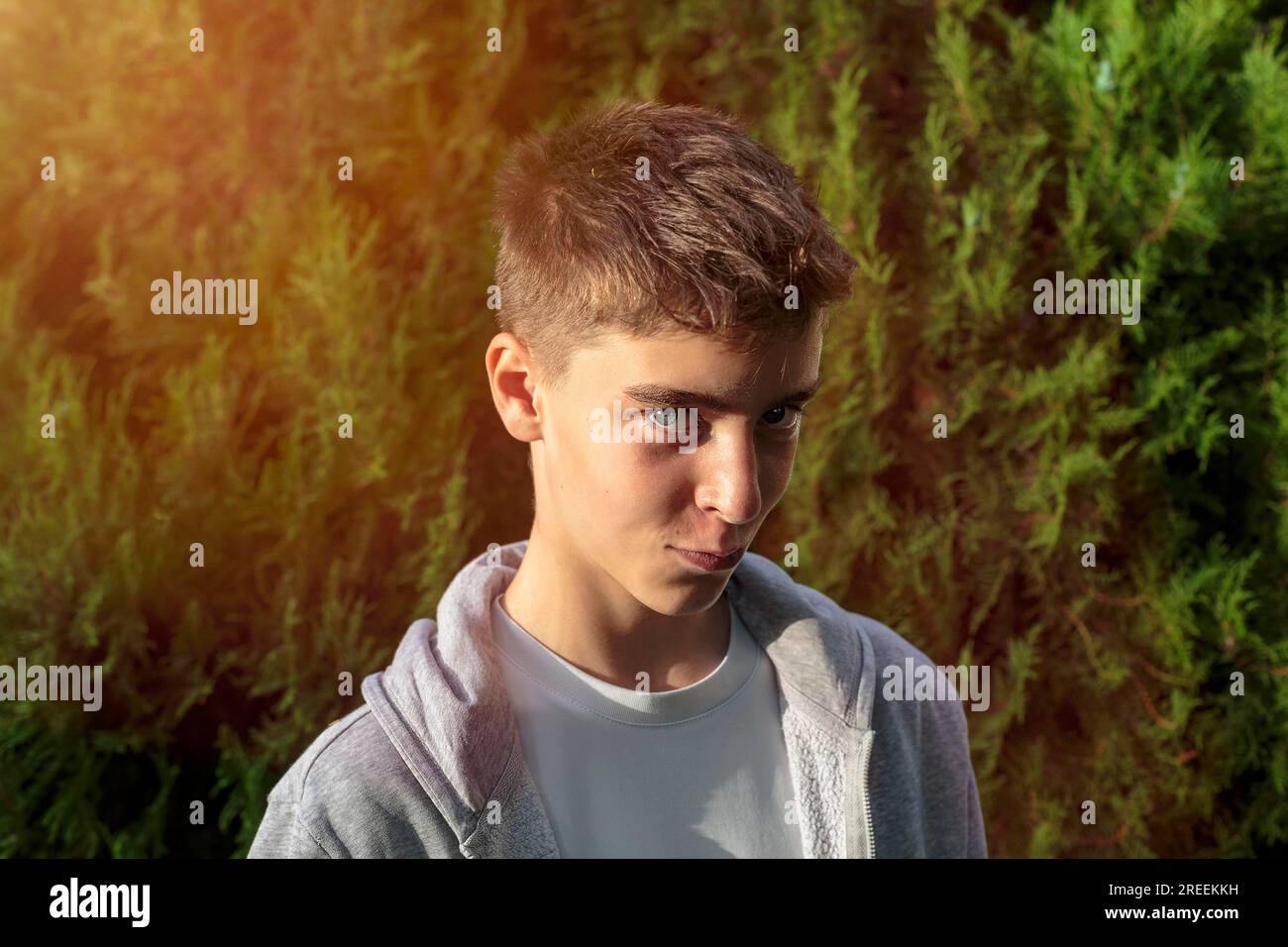 Portrait of a devilish looking teenage boy Stock Photo - Alamy