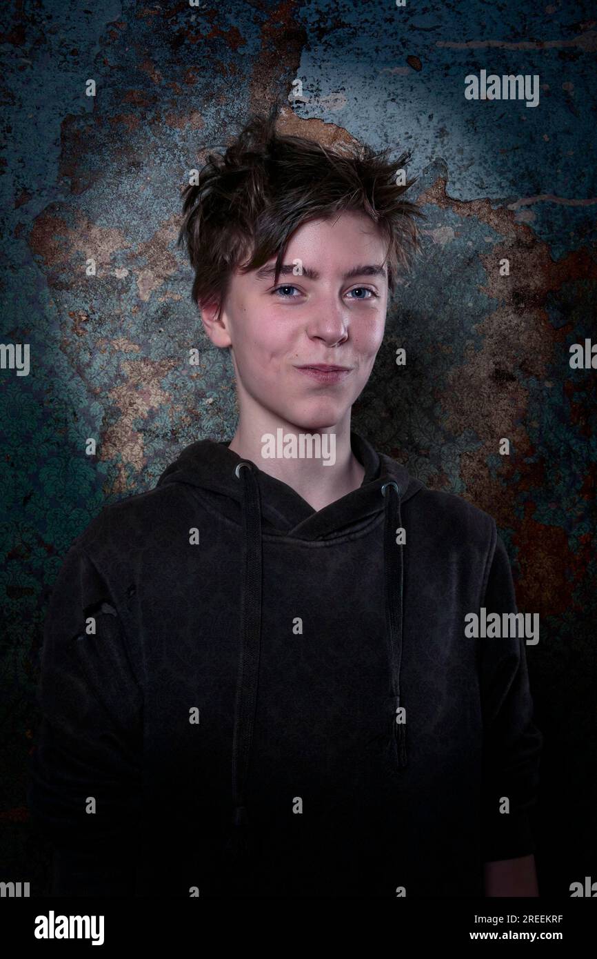 Portrait of a smiling boy in poor environment Stock Photo - Alamy