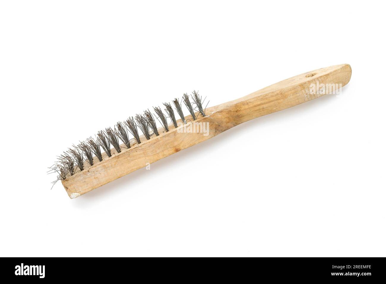 Old and rusty wire brush, isolated on white Stock Photo - Alamy